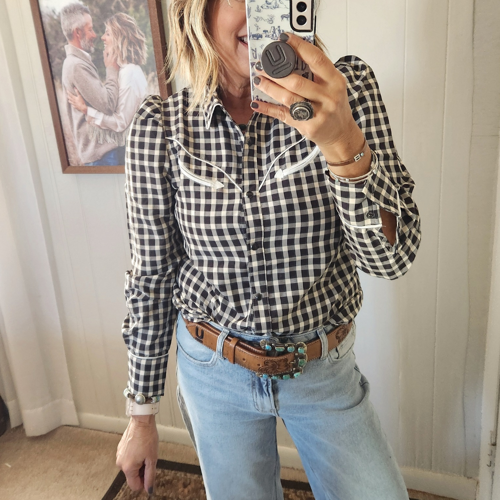 Howdy Hanny Puff Pearl Snap Top – U Bar and Company