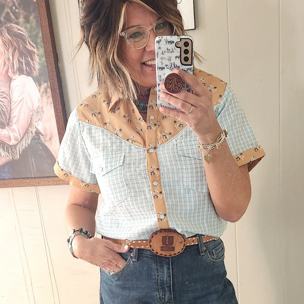 Howdy Hanny Vintage Floral Mustard Top – U Bar and Company